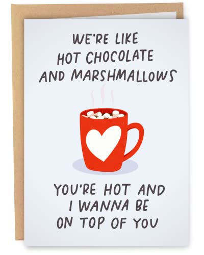 Sleazy Greetings Funny Birthday Card For Boyfriend | Anniversary Cards For Husband | Funny Valentine's Day Card | Naughty Card For Him Her | Hot Chocolate and Marshmallows Card