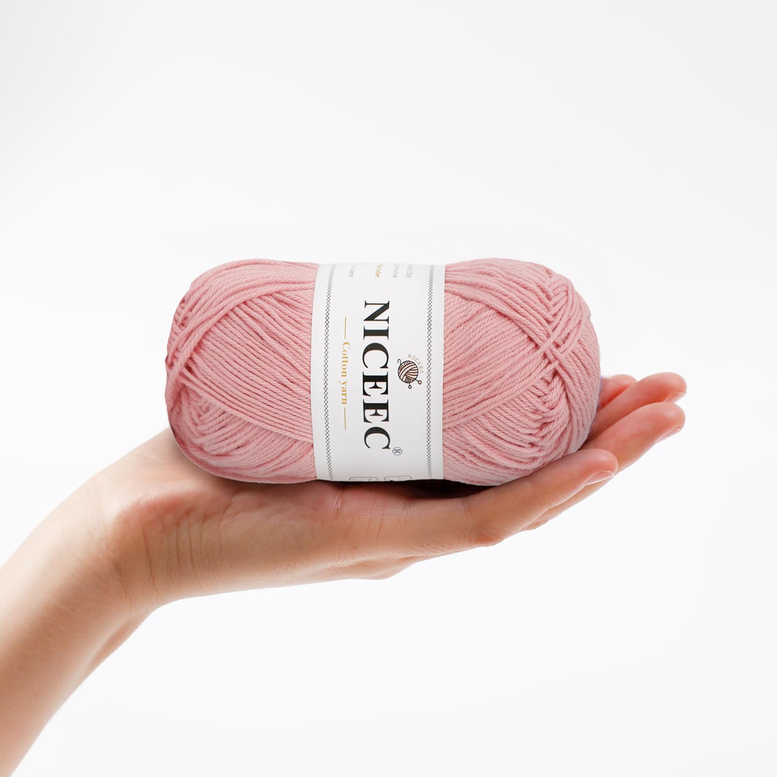 NICEEC 4 Skeins Soft Baby Cotton Yarn, 4 Ply, DIY Craft, Fingering Weight, Blanket Yarn for Crochet & Knitting, Total 700yds/7.05oz - Color 8