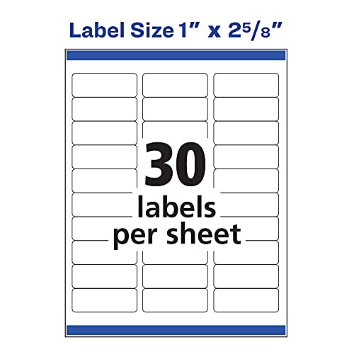Avery Mailing Address Labels, Laser & Inkjet Printers, 300 Labels, 1 x 2-5/8, Permanent Adhesive (18160), White