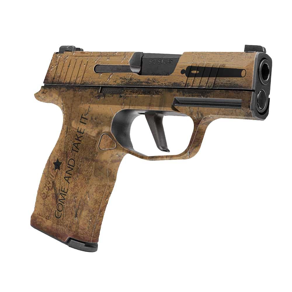 GunSkins Precut Pistol Skin for Sig Sauer P365 - Compatible with Airsoft AEG BB Gun - Vinyl Wrap - Easy to Install - 100% Waterproof - Matte Finish - Made in USA - GS Come and Take It