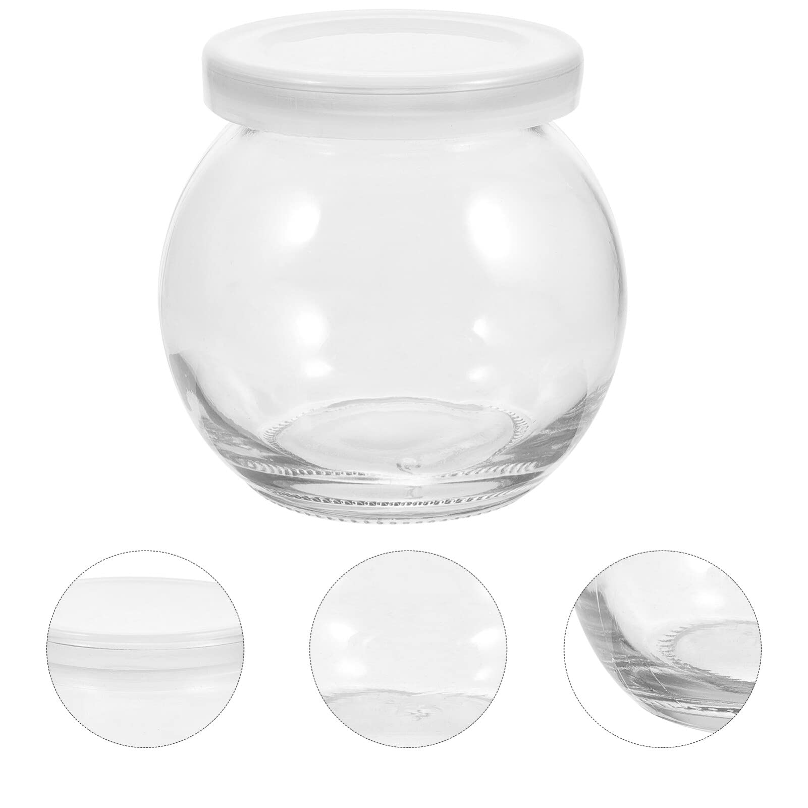 Hemoton 2pcs spherical pudding bottle glass honey bottles glass candy jars yogurt jars with caps yogurt storage glasses nuts jars mason jar glasses glass pudding jars with cover plastic
