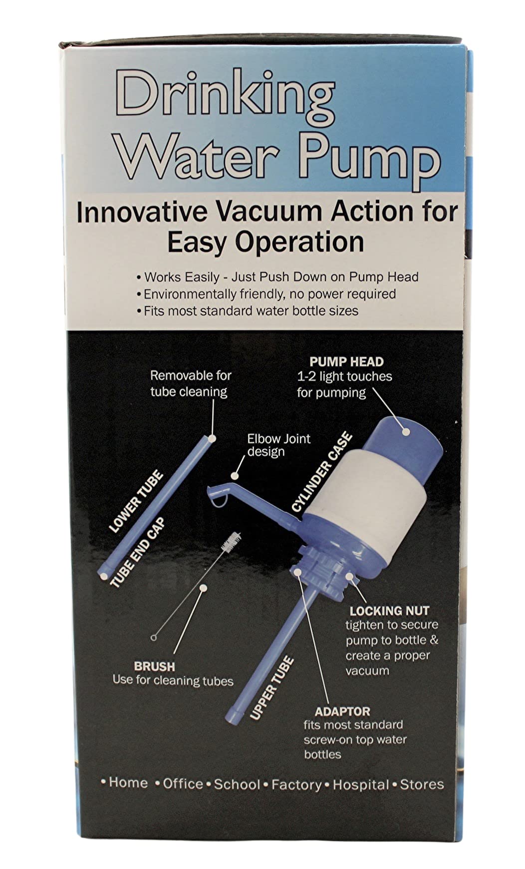 Dependable Industries Drinking Water Pump Manual Vacuum Action Dispenser for Drinking Water Bottles Fits Most Standard 3-5 Gallon Water Bottles