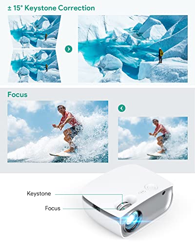 Wireless Wi-Fi Mini Projector, Portable LED Projector with 720p HD Resolution and 1080p FHD Support, 5500 Lux Brightness, Smartphone Screen Sync, Compatible with Laptops, TV Sticks, PS4, HDMI, AV, USB