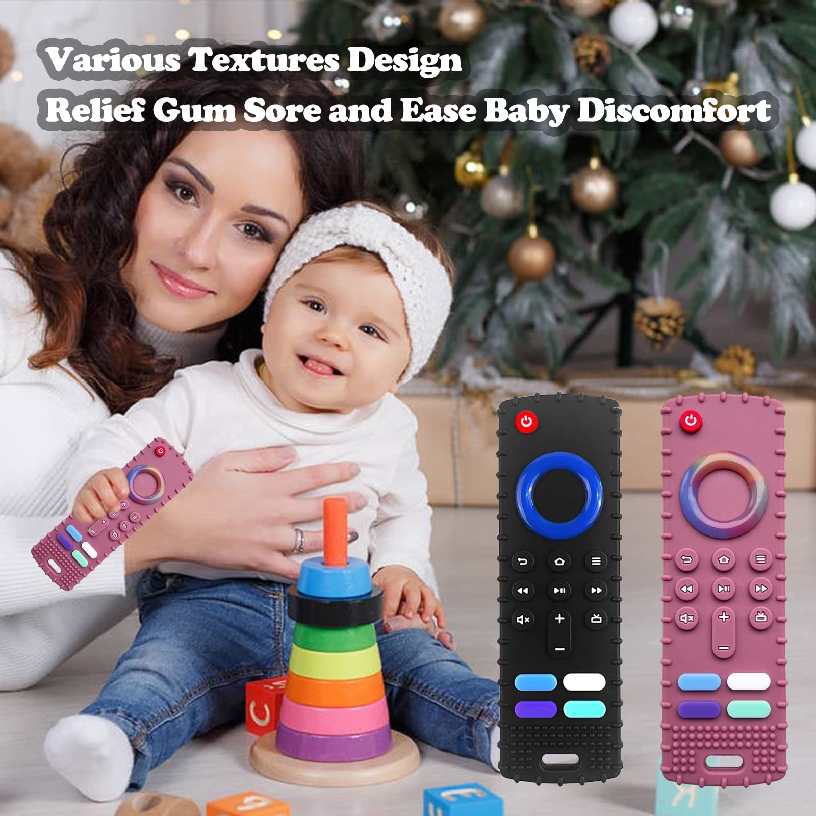 ERSIHUA Baby Teething Toys Silicone Remote Control Shape Teether Toys for Baby Soft TV Remote Teething Toys Cute Chew Toy for Baby 18+ Months