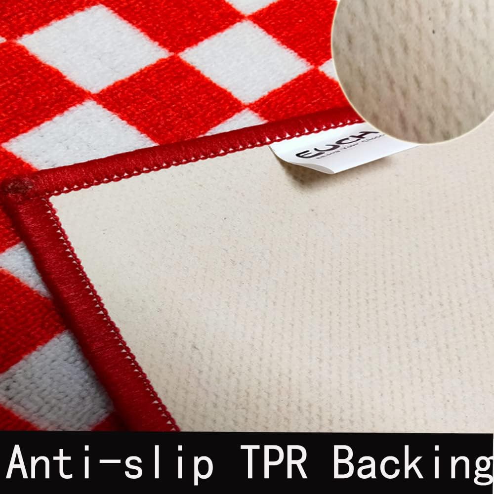 EUCH 2 Piece Carpet Rubber Backing Non-Slip Kitchen Mat Doormat Area Rugs (Red, 17"x23"+17"x47")