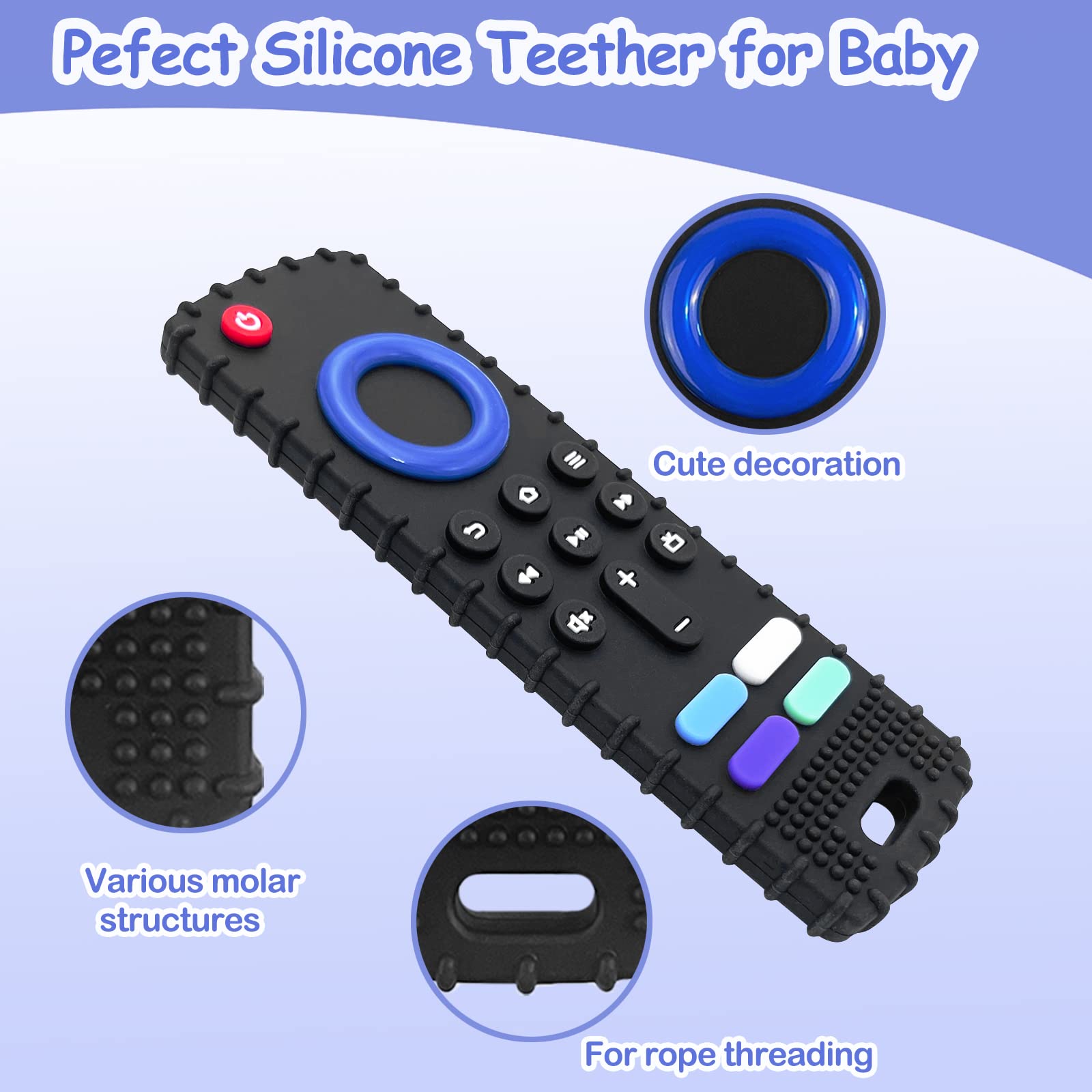 ERSIHUA Baby Teething Toys Silicone Remote Control Shape Teether Toys for Baby Soft TV Remote Teething Toys Cute Chew Toy for Baby 18+ Months
