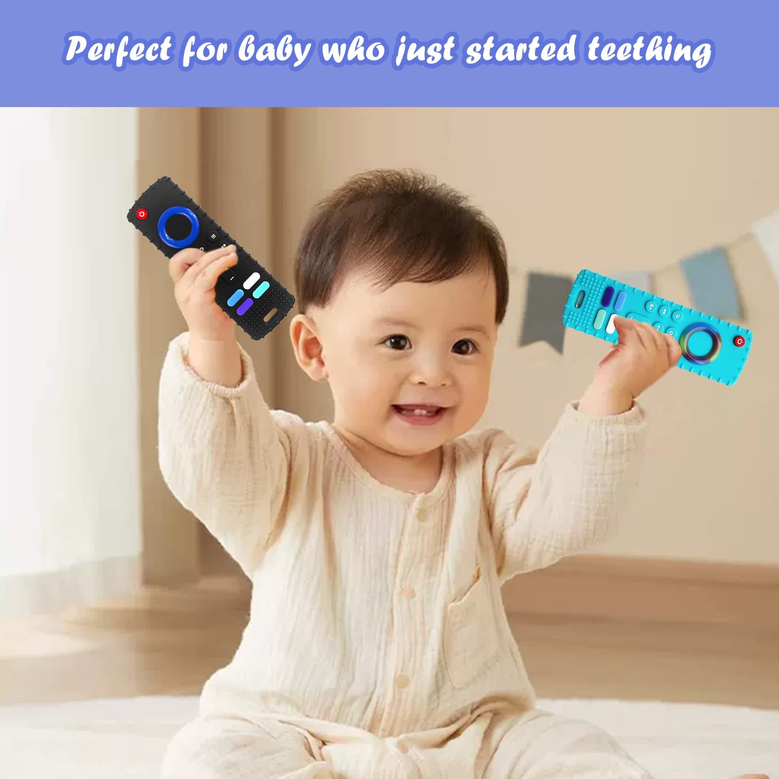 ERSIHUA Baby Teething Toys Silicone Remote Control Shape Teether Toys for Baby Soft TV Remote Teething Toys Cute Chew Toy for Baby 18+ Months