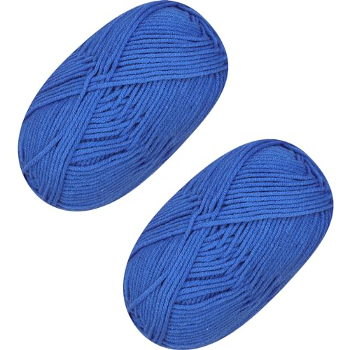 2 Pcs 100g Cotton Acrylic Yarn for Crocheting,Soft and Fluffy Crochet Yarn for Knitting and Crafts,4 ply Warm Yarn for DIY Slippers Cushions Dolls Bags Blankets Ornaments and Trinkets(Denim Blue)