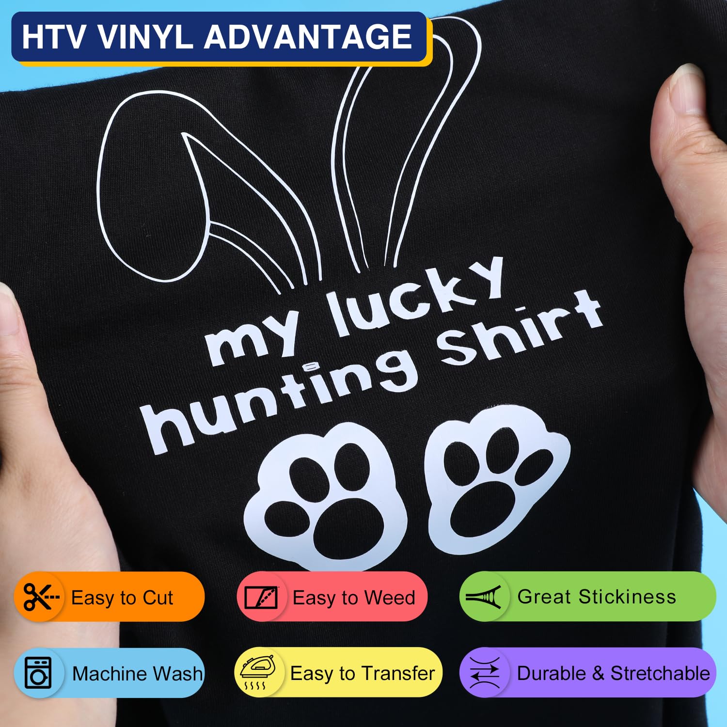 CAREGY 12" x 70FT White Heat Transfer Vinyl for T-Shirts HTV Rolls Iron on Vinyl Easy to Cut Weed Transfer