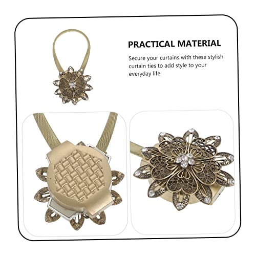 DOITOOL Curtain Tie Window Drapery Holdback Flower Drapery Tiebacks Outdoor Curtain Bedroom Curtain Buckle Curtain Holdbacks Curtain Rope Tie Backs Flower Decor Clip Alloy Magnetic