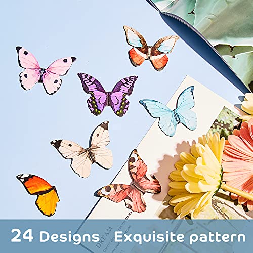 24 Pieces Butterfly Magnetic Bookmarks Magnet Page Markers Foldable Butterfly Page Clip Cute Book Marks for Kids, Students Reading, Office Stationery Supplies, Presents