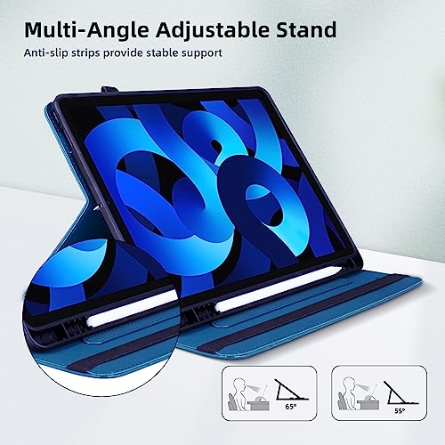 Varohix Case for iPad Air 5 2022 case/iPad Air 4 2020 case 10.9 inch Premium Leather Case Folio Magnetic Cover Card Holder with S Pen Holder and Auto Sleep/Wake for iPad Air 10.9,Navy Blue