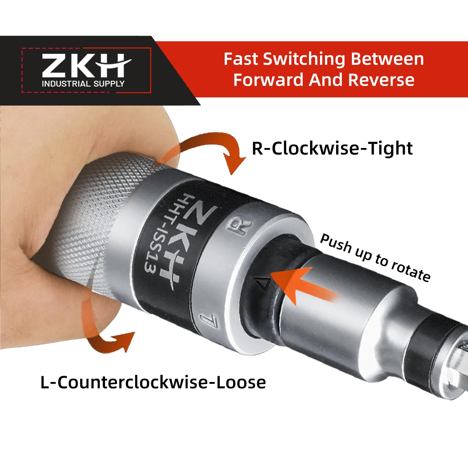 ZKH 1/2" CR-V Hand Impact Screwdriver, Manual Reversible Impact Driver Includes 12-Piece Slotted, Phillips, Hexagonal Bit Set, Disengage Rusted Fasteners or Frozen Bolts, Ideal Hand Tool for Men, Dad