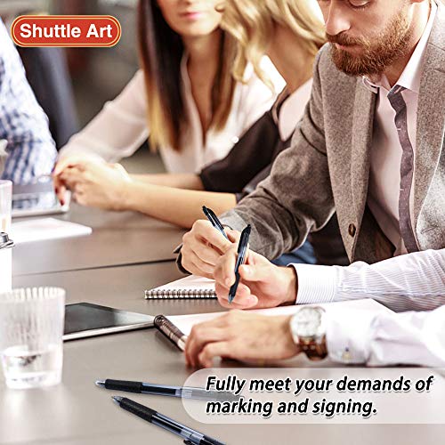 Black Gel Pens, 100 Pack Shuttle Art Retractable Medium Point Rollerball Gel Ink Pens Smooth Writing with Comfortable Grip for Office School Home Work