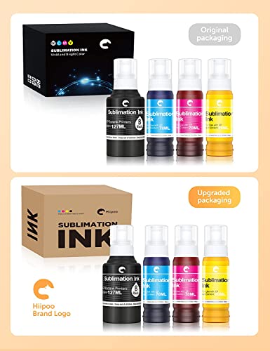 Hiipoo Sublimation Ink for EcoTank Supertank Inkjet Printer ET-2400 ET-2720 ET-2760 ET-2800 ET-2803 ET-2830 ET-4800 ET-3760 ET-2850 ET-7720 ET-15000 /Upgrade Version/Offer Free ICC Printing