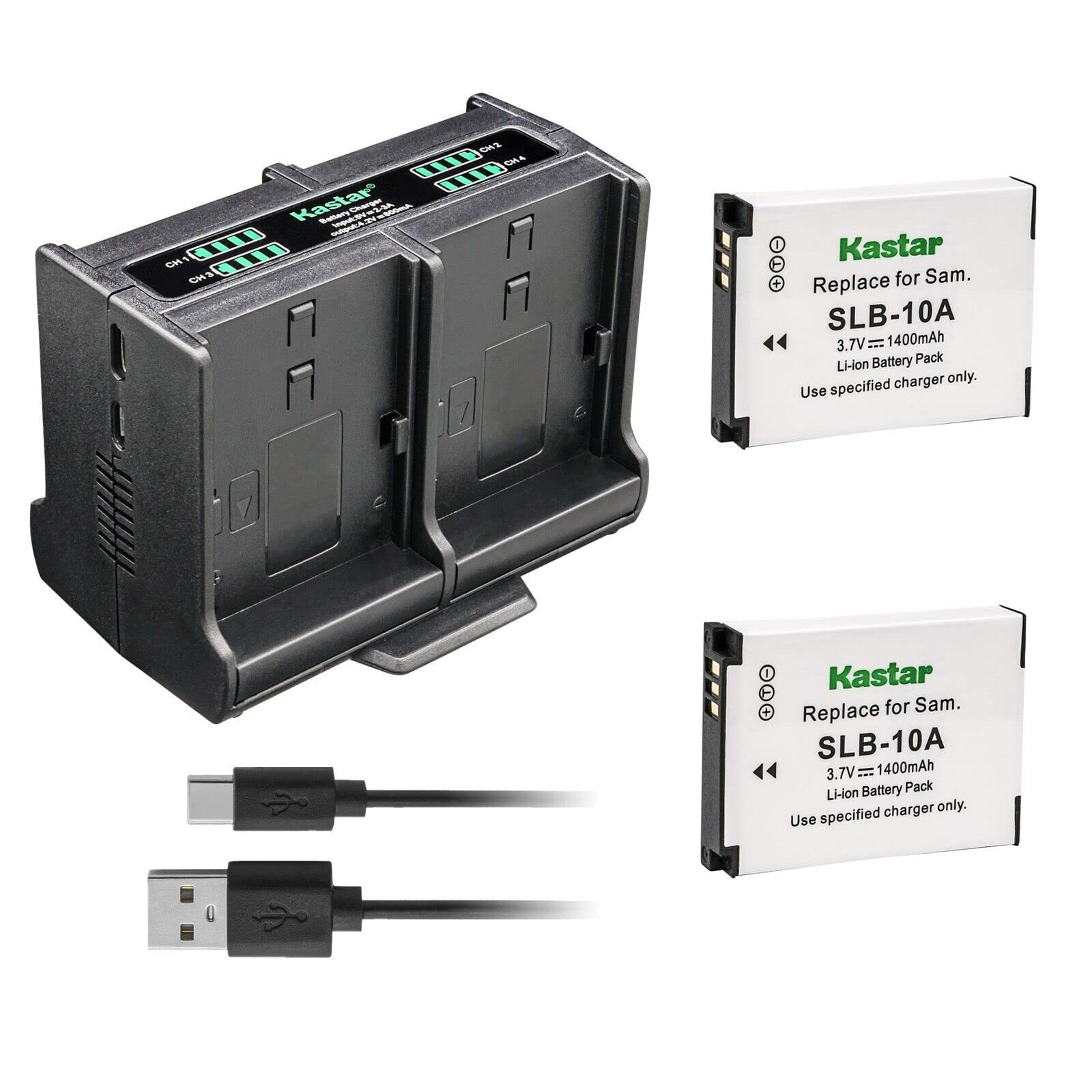 Kastar 2-Pack Battery and Quadruple Charger Compatible with Sealife FJ-SLB-SLB10A Battery, Sealife DC2000 Underwater Camera, WASPcam 9905 Wi-Fi, WASPcam 9906 CAMO, WASPcam 9907 4K