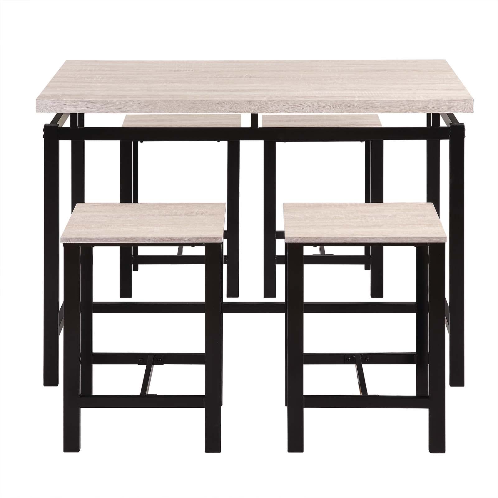 OTRIEK Dining Table Set for 4, 5 Pieces Kitchen Table and Chairs for Small Spaces, Bar Table and Chairs Set, Person Counter Height Table Set with 4 Chairs for Pub Dinner Breakfast (Beige)
