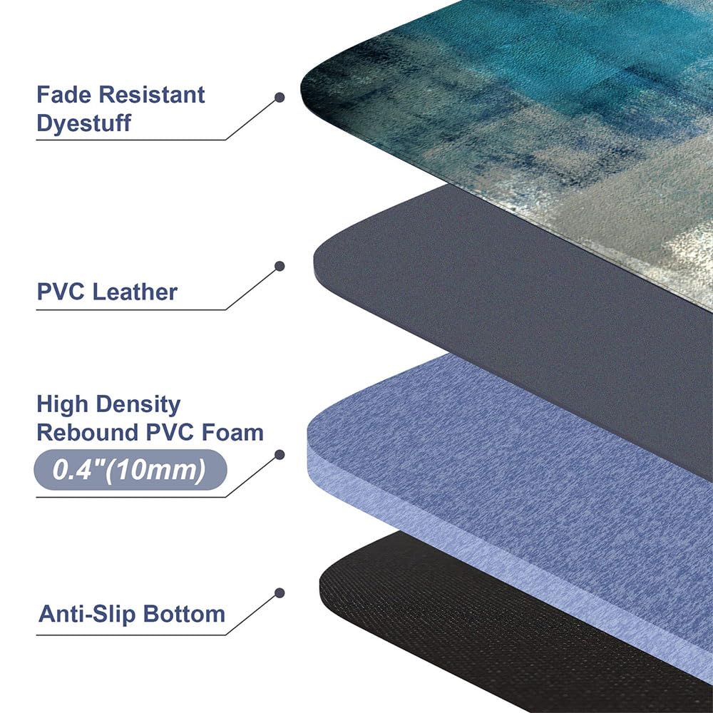 TOMWISH Kitchen Mat Anti-Fatigue Kitchen Rug Non Skid Kitchen Floor Mats 23.5"X70" Memory Foam Cushioned Rugs Comfort Standing Mat Waterproof Kitchen Runner Mats Turquoise and Teal