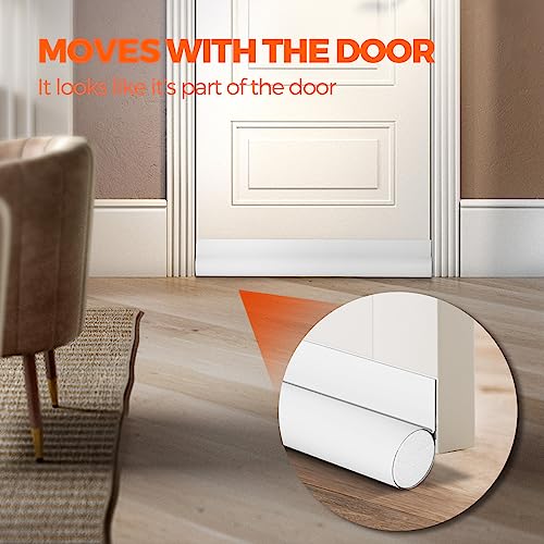 Holikme Door Draft Stopper Weather Stripping, Door Sweep,Adjustable Under Door Draft Blocker, Insulator, Suitable for Interior/Exterior Doors, 36” Length (White)