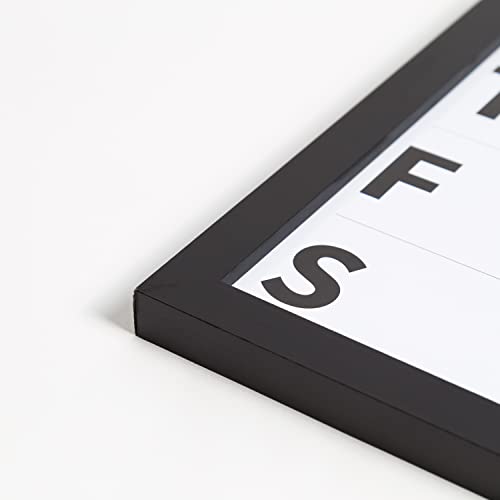 U Brands Framed Magnetic Weekly Calendar Dry Erase Board, Office Supplies, Black Frame, with Marker, Magnet, 11” x 18”