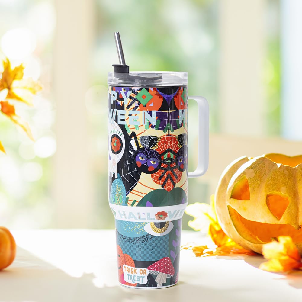 PYD Life 2 Pack Sublimation 40 OZ Tumbler with Handle Blanks Coffee Mugs Insulated Reusable Travel Cups with Lid and Stainless Straw for Tumbler Heat Press Sublimation Oven Printing