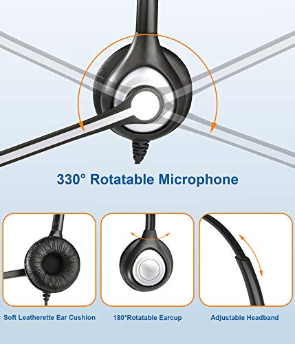 Phone Headset with Microphone Noise Cancelling & Volume Controls, 2.5mm Telephone Headset Compatible with Polycom Panasonic AT&T Vtech Uniden Office Cordless Phones, Clear Chat, Ultra Comfort