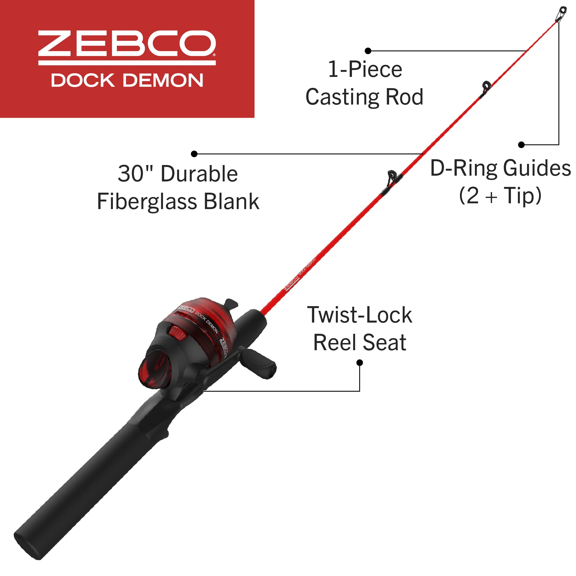 Flambeau Outdoors Fishing Tackle Box Bundle with Zebco Dock Demon Spincast Fishing Combo (20)