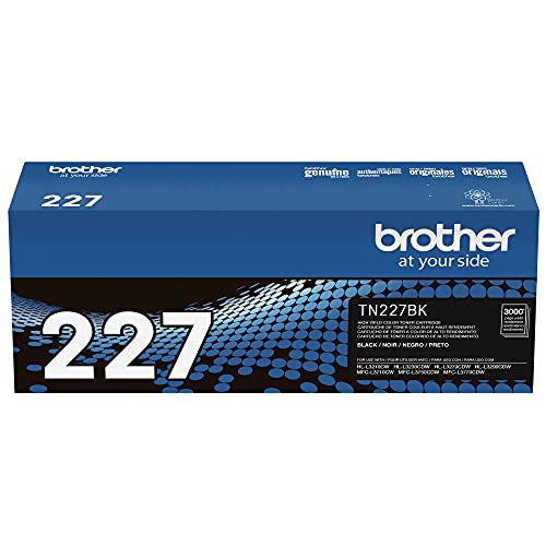 Brother Genuine TN227, TN227BK, High Yield Toner Cartridge, Replacement Black Toner, Page Yield Up to 3,000 Pages, TN227BK, Amazon Dash Available