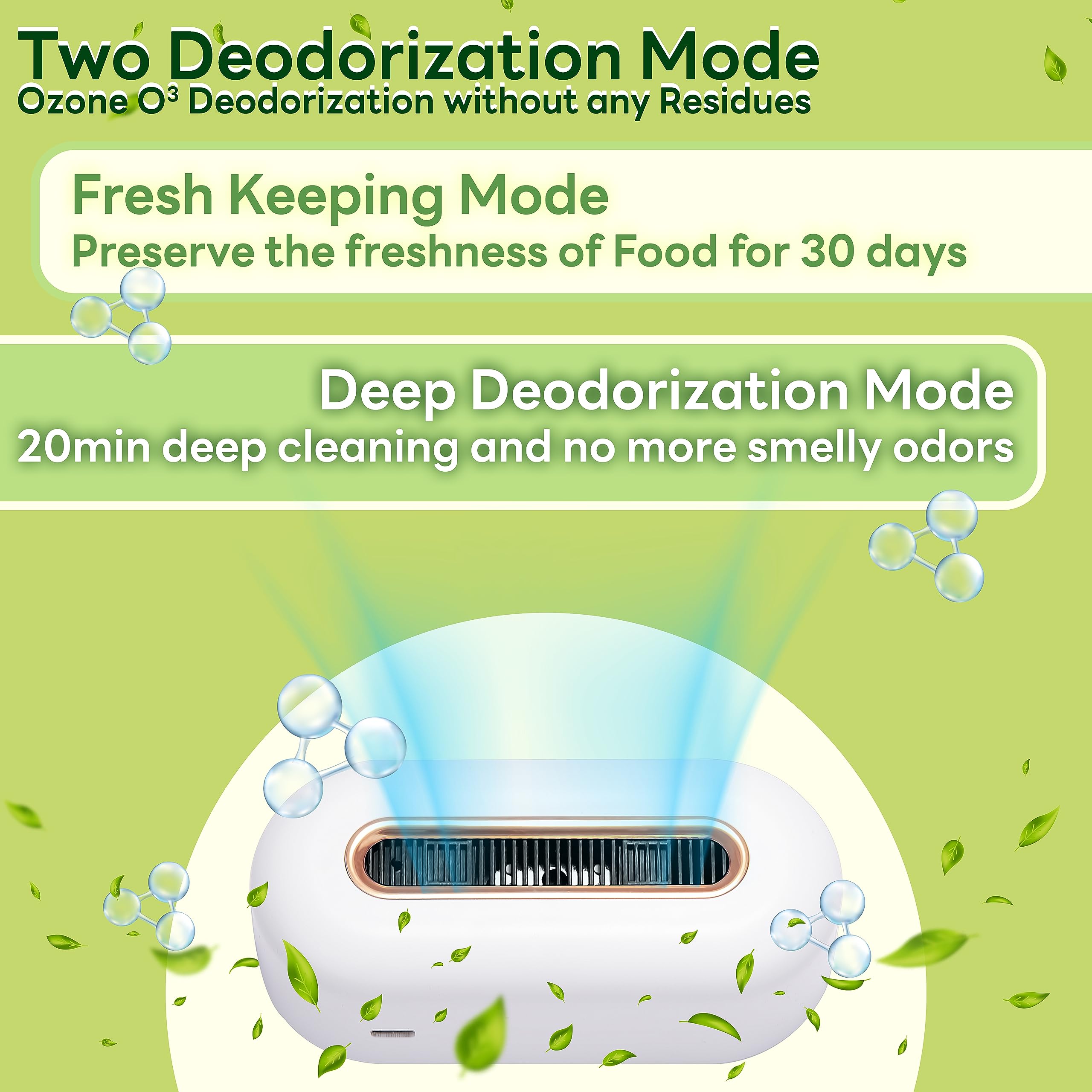 Mini USB Fridge Deodorizer Refrigerator: Odor Eliminator Reusable Ozone Odor Deodorizer USB Rechargeable with Hanging Holder for Fridge, Car, Closet, Wardrobe
