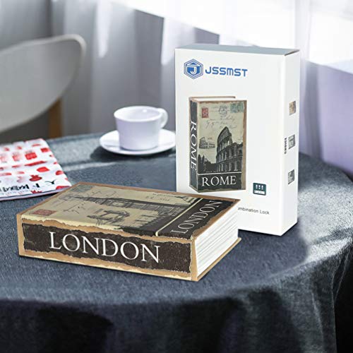 Jssmst Diversion Book Safe with Key Lock, Secrect Hidden Safe Lock Box Large Money Box High Capacity, 9.5 x 6.2 x 2.2 inches, SM-BS019LN London Bridge