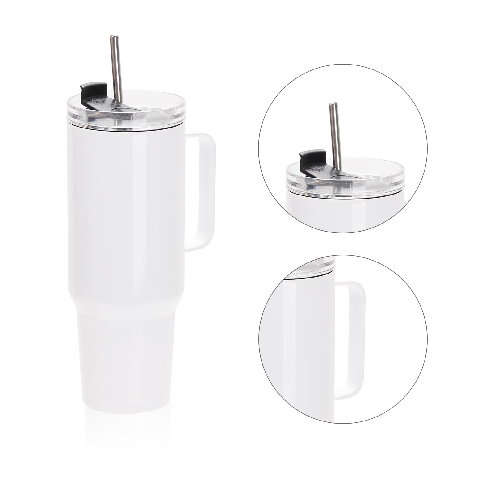 PYD Life 2 Pack Sublimation 40 OZ Tumbler with Handle Blanks Coffee Mugs Insulated Reusable Travel Cups with Lid and Stainless Straw for Tumbler Heat Press Sublimation Oven Printing