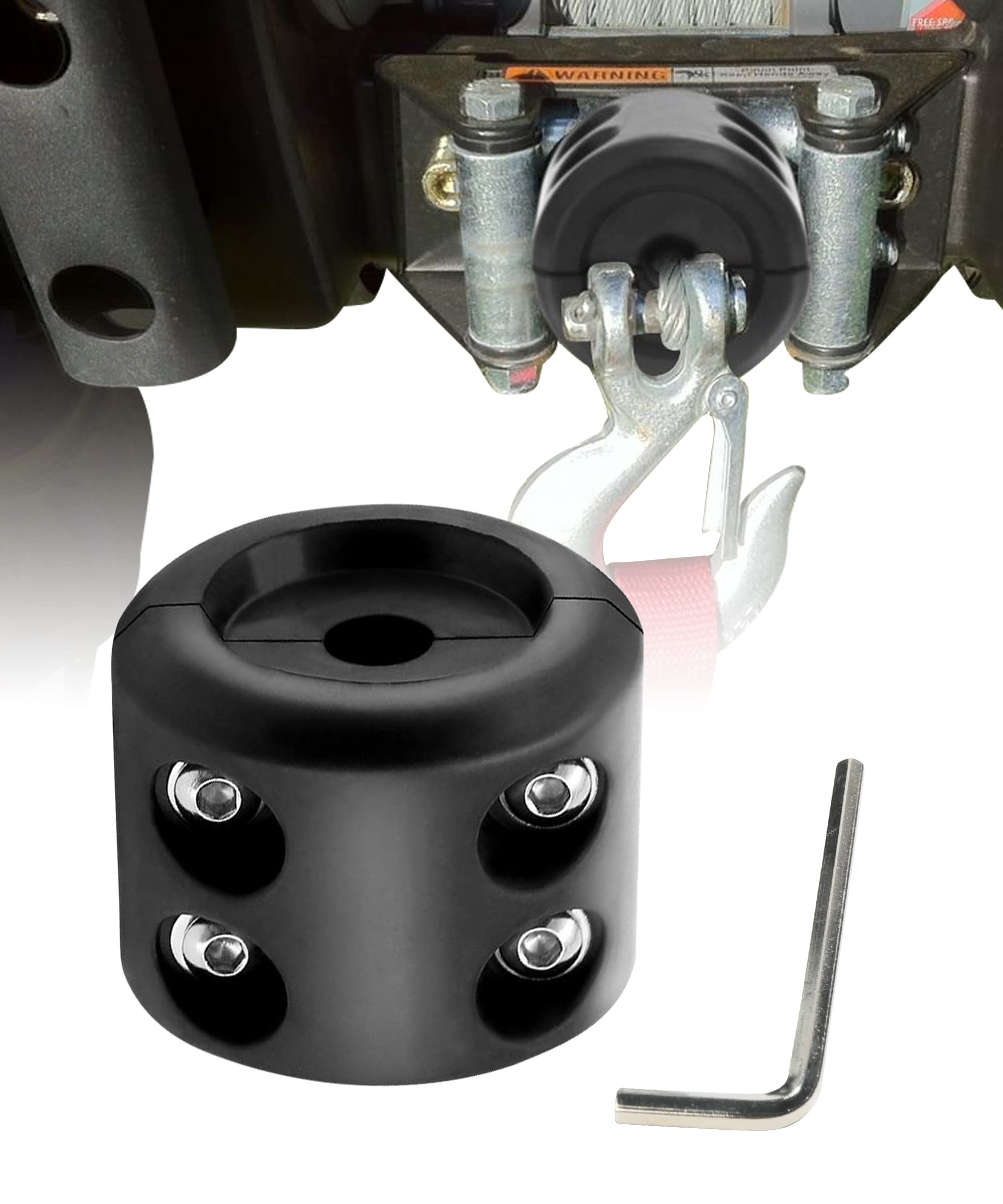 Rubber Winch Stopper,Winch Cable Hook Stopper,Rubber Rope Line Saver,Winch Cable Hook Rubber Stopper with Stainless Steel Screws and Nuts,Rubber Hook Stopper for Synthetic Winch Rope (Black)