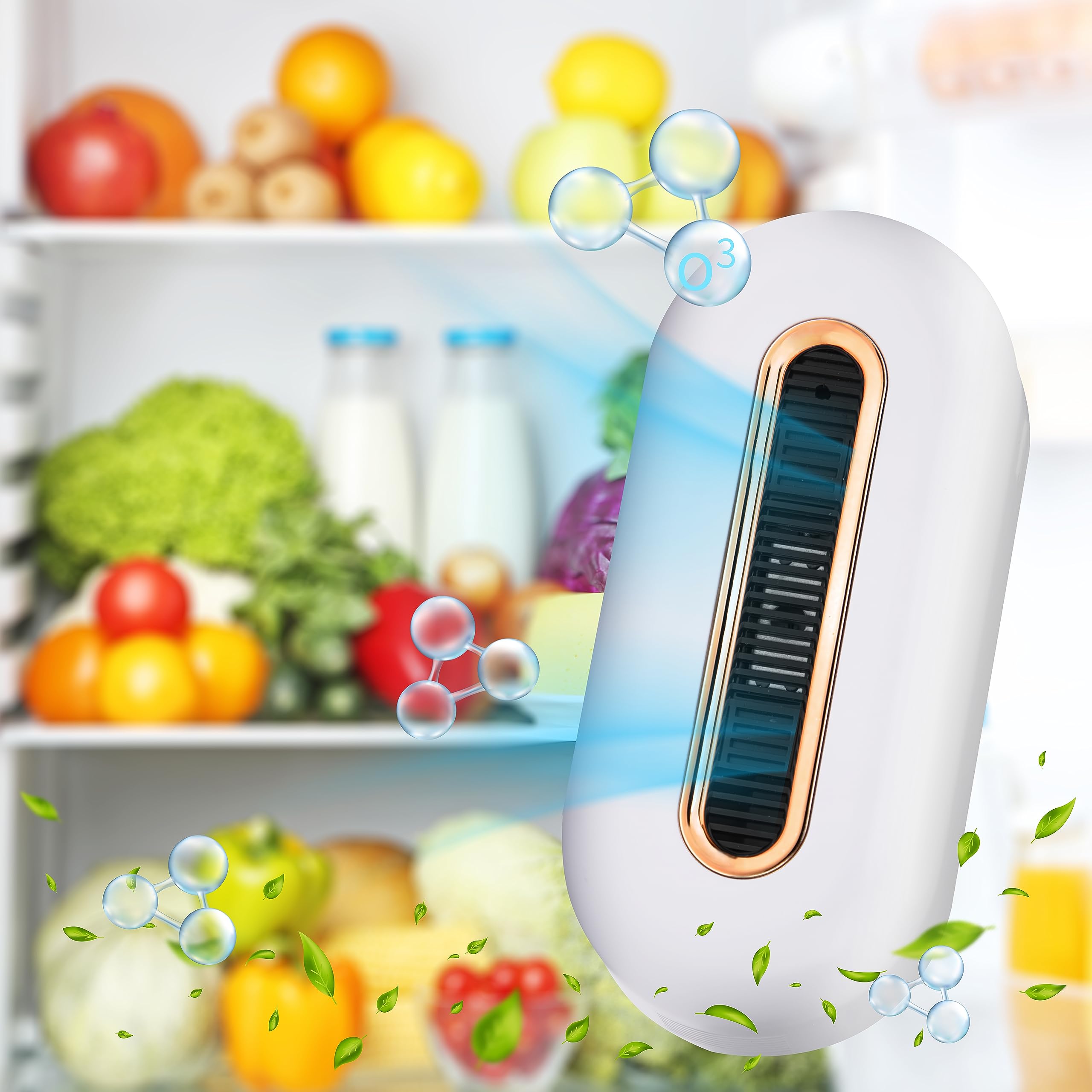 Mini USB Fridge Deodorizer Refrigerator: Odor Eliminator Reusable Ozone Odor Deodorizer USB Rechargeable with Hanging Holder for Fridge, Car, Closet, Wardrobe