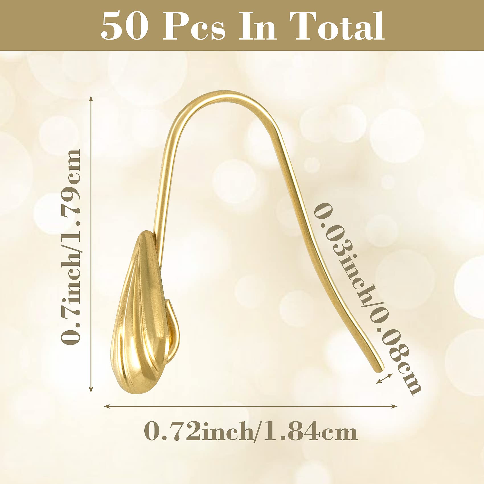 HIZNIC 50PCS 18K Gold Plated Leverback Earring Hooks Hypoallergenic Ear Wires with Dangle Loops for Women Craft, DIY Dangle Earrings Findings