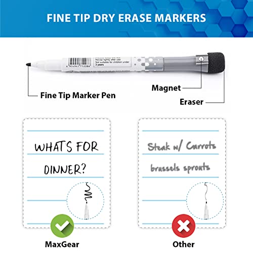 MaxGear Weekly Dry Erase Board for Fridge, Magnetic Calendar Whiteboard Planner for Refrigerator with Stain Resistant Technology, Include 7 Fine Point Markers and 1 Eraser, 17"x12"