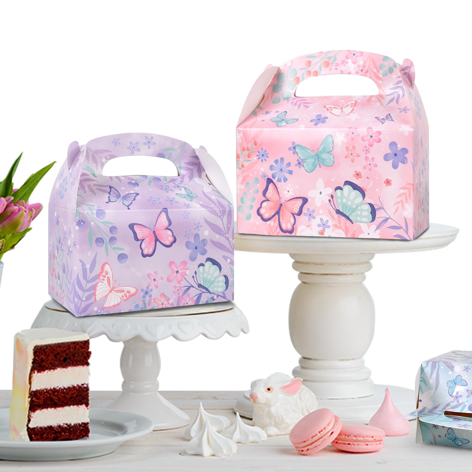 Butterfly Birthday Party Supplies Butterfly Party Favor Box, Gift Box, Treat Boxes, Candy Box for Butterfly Birthday Party Decorations, Mix 3 designs, 24Pack.