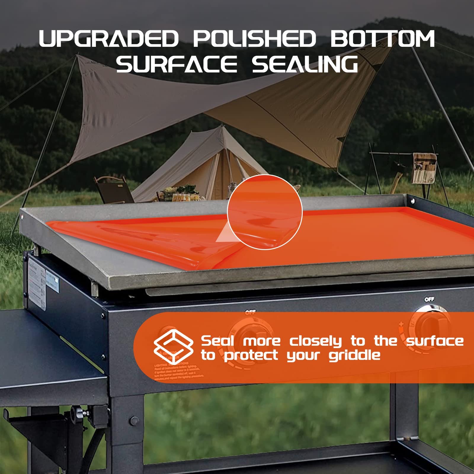 Silicone Griddle Mat for Blackstone 28 in(Not fit 28XL/Pro), Heavy Duty Food Grade Silicone Griddle Cover, Griddle Accessories for Blackstone, All Season Protective Cover for Blackstone (Orange)