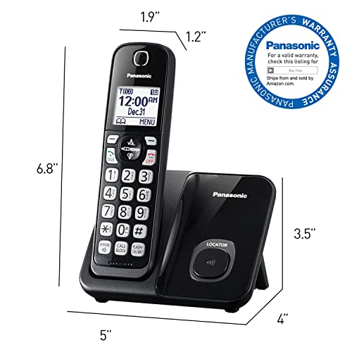 Panasonic Cordless Phone System, Expandable Home Phone with Call Blocking, Bilingual Caller ID and High-Contrast Display, 1 Handset - KX-TGD610B (Black)