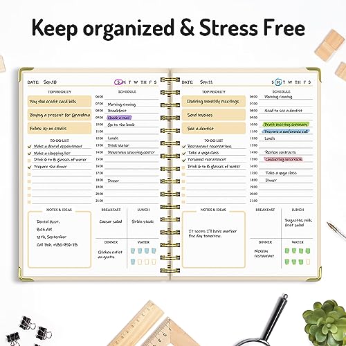 Aesthetic Daily Planner Undated, To Do List Notebook Planner with Hourly Schedule, Hardcover Work Planner - Stay Organized & Boost Productivity, Organizer Notebook for Office School Supplies,160