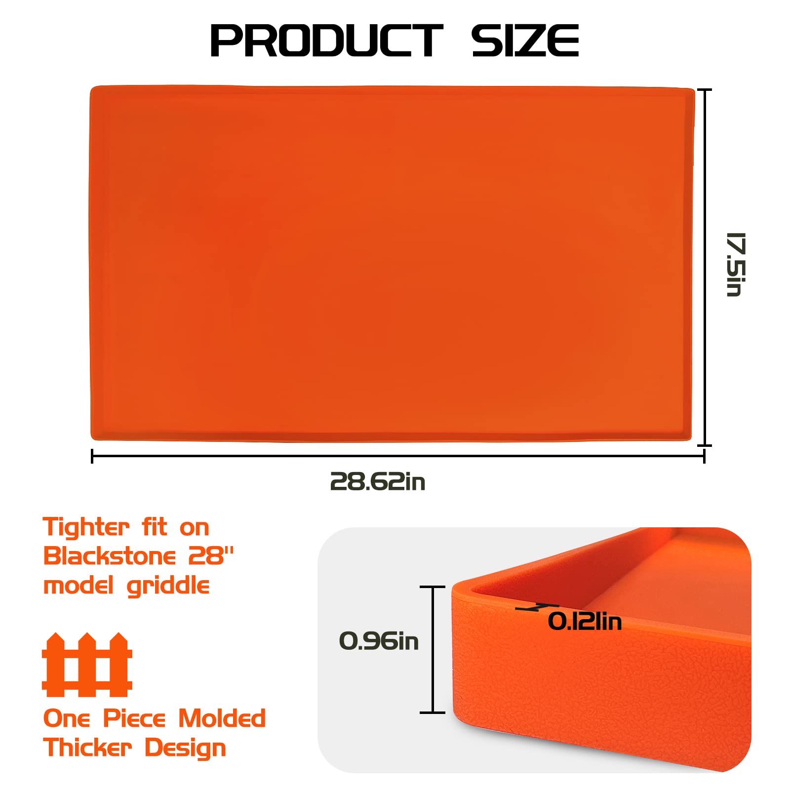 Silicone Griddle Mat for Blackstone 28 in(Not fit 28XL/Pro), Heavy Duty Food Grade Silicone Griddle Cover, Griddle Accessories for Blackstone, All Season Protective Cover for Blackstone (Orange)