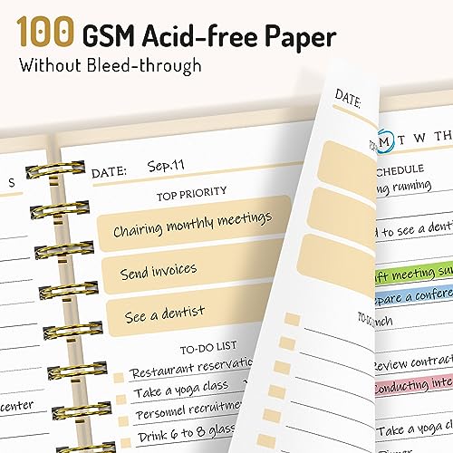 Aesthetic Daily Planner Undated, To Do List Notebook Planner with Hourly Schedule, Hardcover Work Planner - Stay Organized & Boost Productivity, Organizer Notebook for Office School Supplies,160