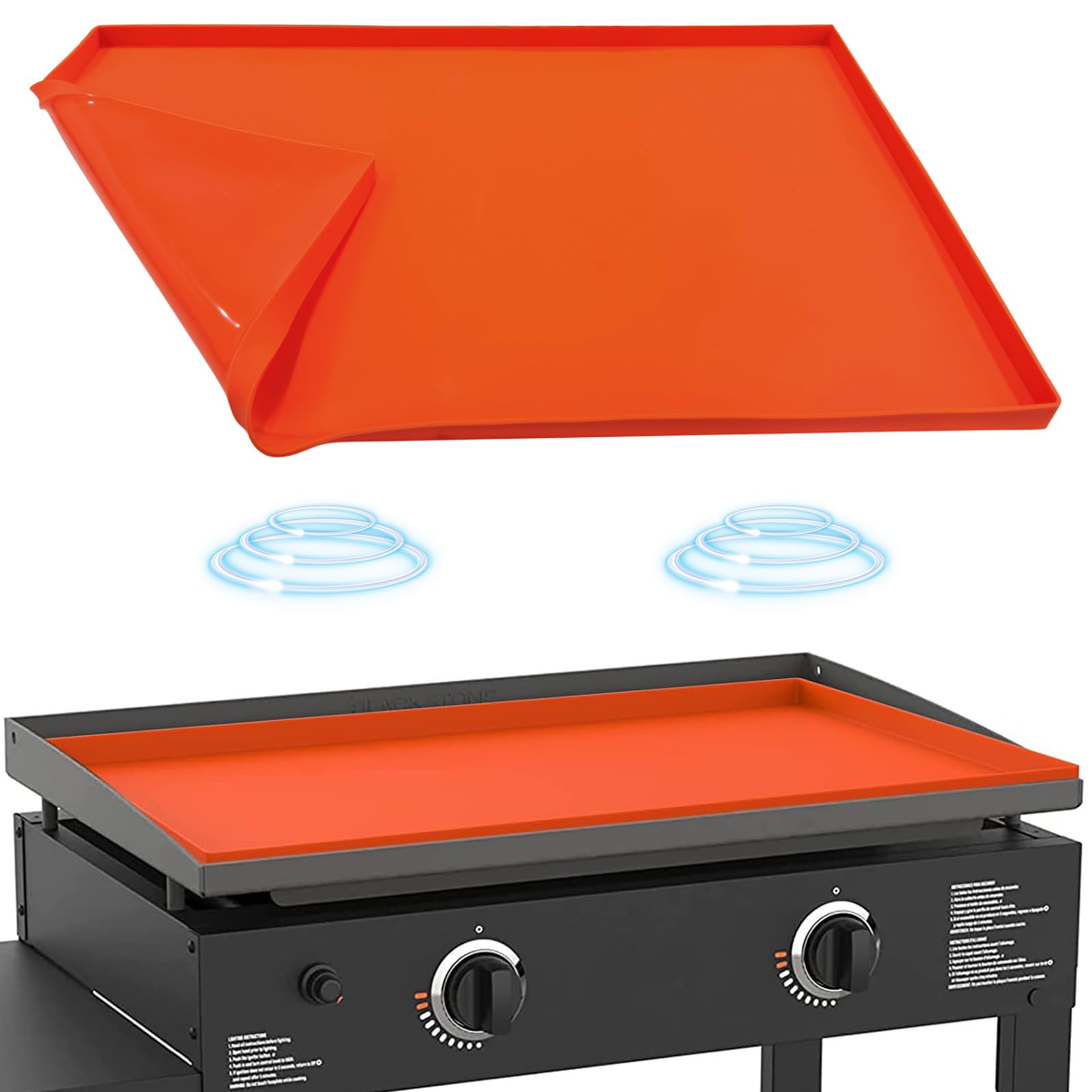 Silicone Griddle Mat for Blackstone 28 in(Not fit 28XL/Pro), Heavy Duty Food Grade Silicone Griddle Cover, Griddle Accessories for Blackstone, All Season Protective Cover for Blackstone (Orange)