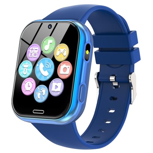 Smart Watch for Girls and Boys Age 6-12 - 24 Games, Video Camera, Music, Alarm - Educational Birthday Gift (Blue)