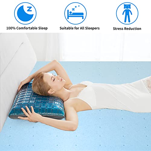 BLKMTY Twin Mattress Topper 3 Inch Ventilated Memory Foam Mattress Gel Memory Mattress Topper Breathable Soft Mattress in a Box, Blue