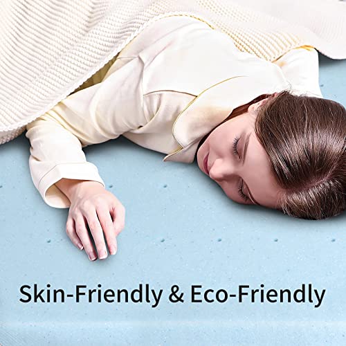 BLKMTY Twin Mattress Topper 3 Inch Ventilated Memory Foam Mattress Gel Memory Mattress Topper Breathable Soft Mattress in a Box, Blue