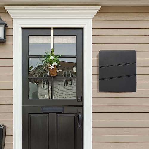 Wall Mounted Mailboxes with Key Lock, Lovndi Large Capacity Drop Mail Locking Box for Outdoor, Lockbox 932 Black Matt