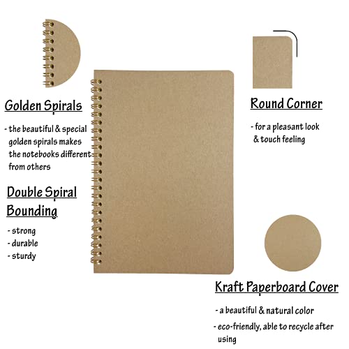 AOU Graph Paper Spiral Notebook, A5 Grid Journal with Thick Paper, 2-Pack, 8.3" x 5.7", 50 sheets/100 pages, Hard Cover Graph Ruled Notepads for School&Office, with 2 Pens (Brown)