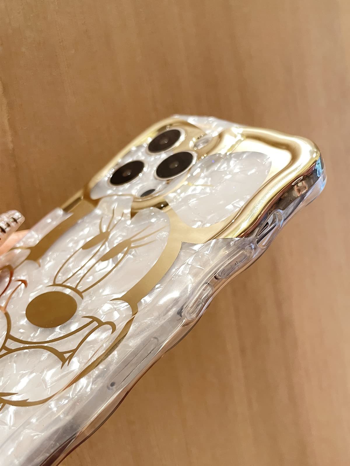 Filaco Cute Case for iPhone 14 Pro Max, Curly Wave Frame Shape Minnie Glitter Cover, Slim Thin Full Camera Lens Protection Case for Women & Girls