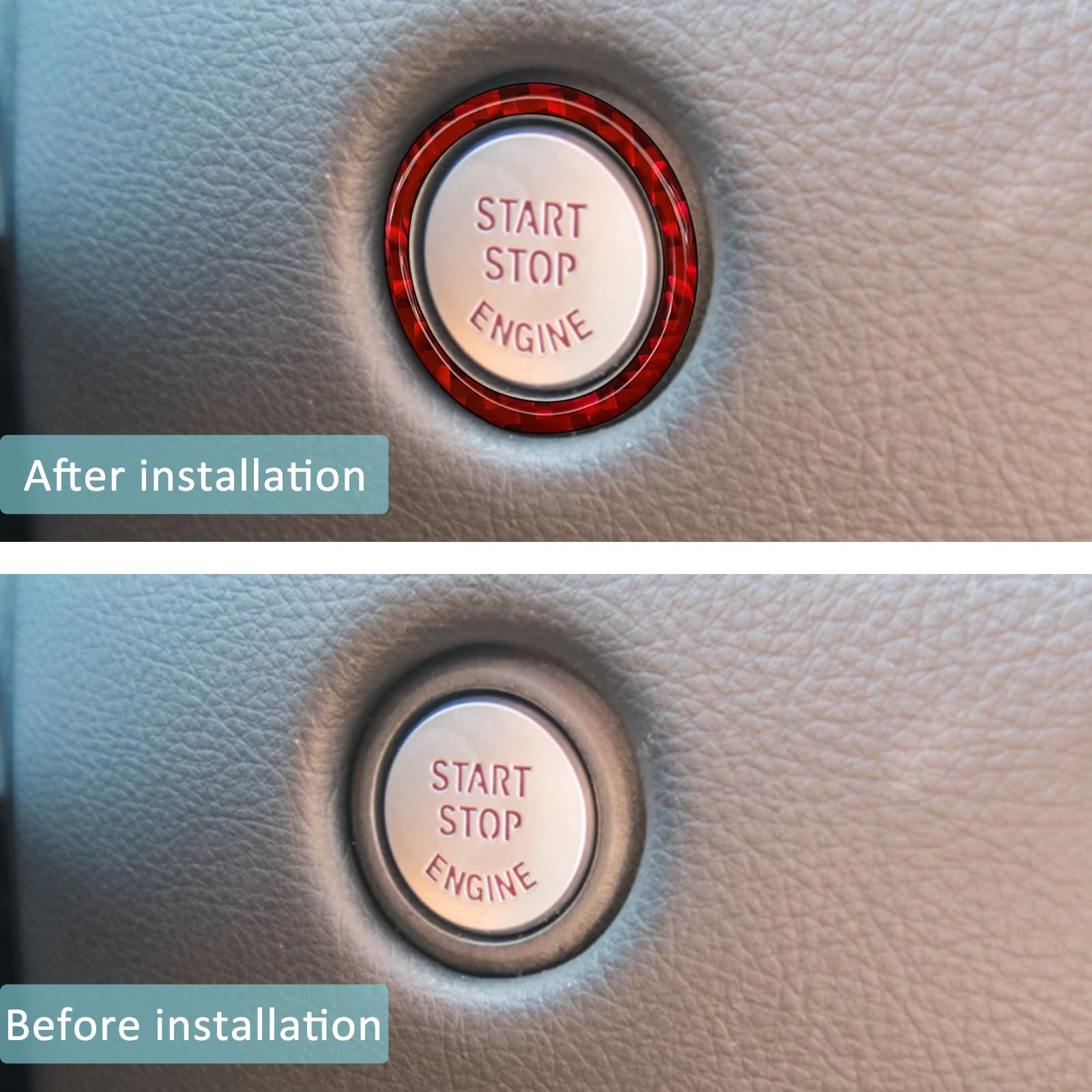 Agulier Engine Start Stop Button Ring Cover Carbon Fiber Keyless One Click Push Start Button Trim Panel Sticker Interior Accessories Decoration for Toyota Supra GR A90 A91 MK5 2019-2022(Red)