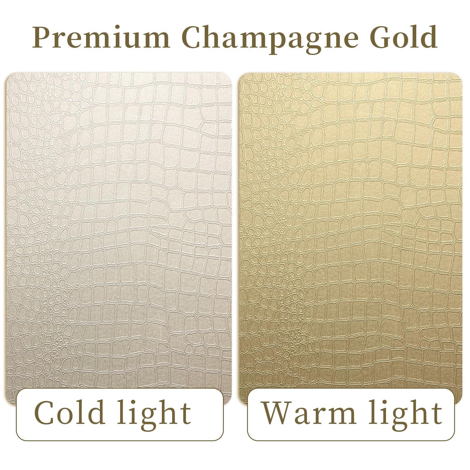 Zeeko Gold Textured Wallpaper Champagne Glod Wallpaper 17.7'' x 236'' Neutral Wallpaper Waterproof Modern Wallpaper Luxury Art Deco Mural Non-Adhesive Wallpaper